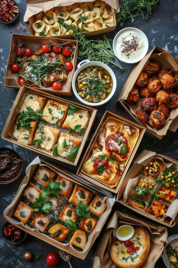 A Table Filled with a Diverse Selection of Food, Perfect for Food Blogs ...