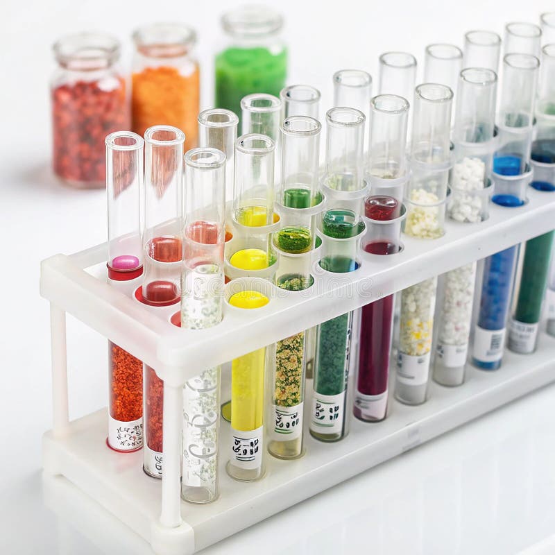 Table Filled with Labeled Lab Sample Vials Stock Illustration ...