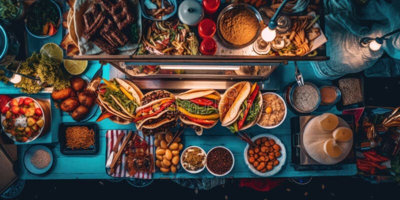 A Table Filled with Lots of Different Foods. Generative AI Image. Stock ...