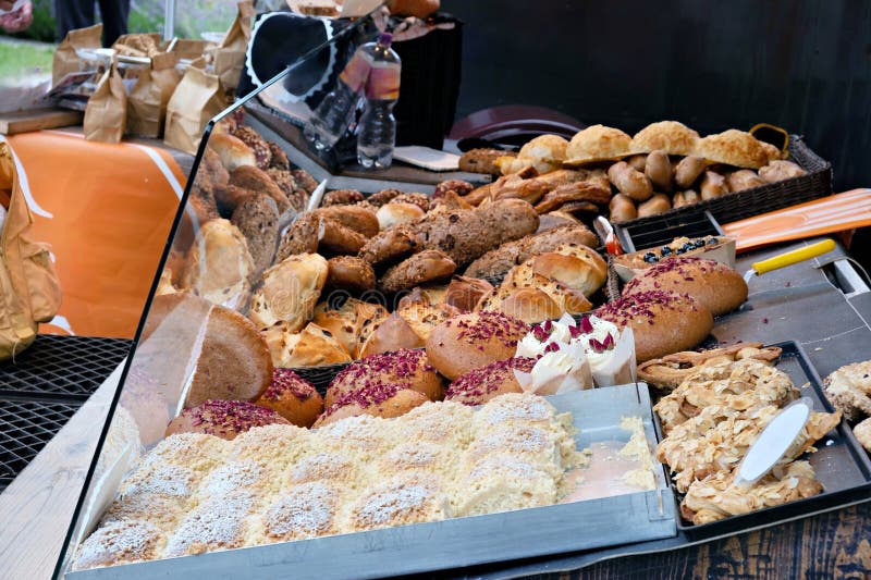 Variety of Baked Goods are on Display Stock Image - Image of retail ...