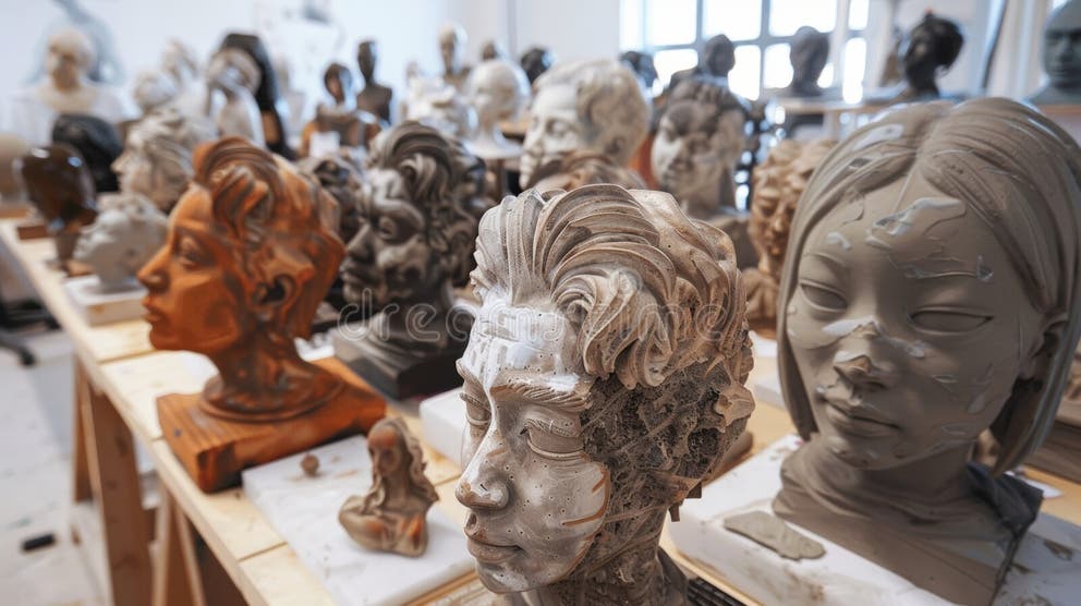 A Table Filled with Multiple Sculptures in Different Stages of ...