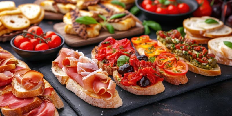 Assorted Food Spread on a Table Stock Image - Image of meal, servings ...