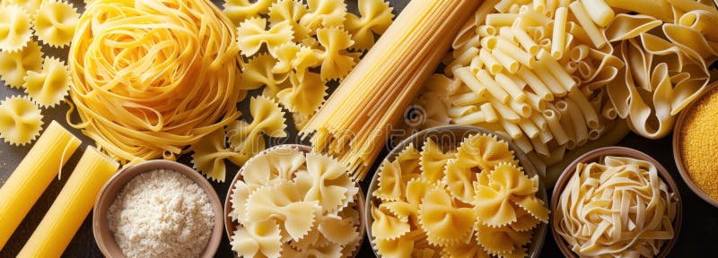 Assorted Types of Pasta on a Table Stock Image - Image of variety ...