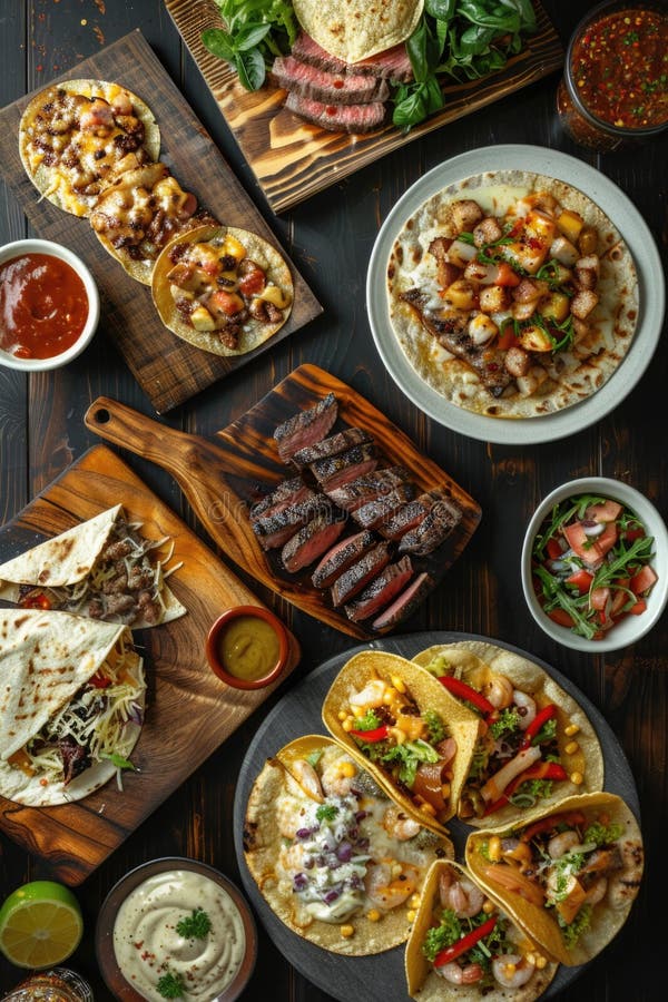 A Table Filled with Various Dishes and Snacks Stock Image - Image of ...