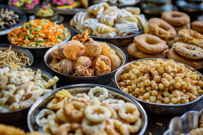 A Table Filled with Various Types of Food Stock Photo - Image of ...