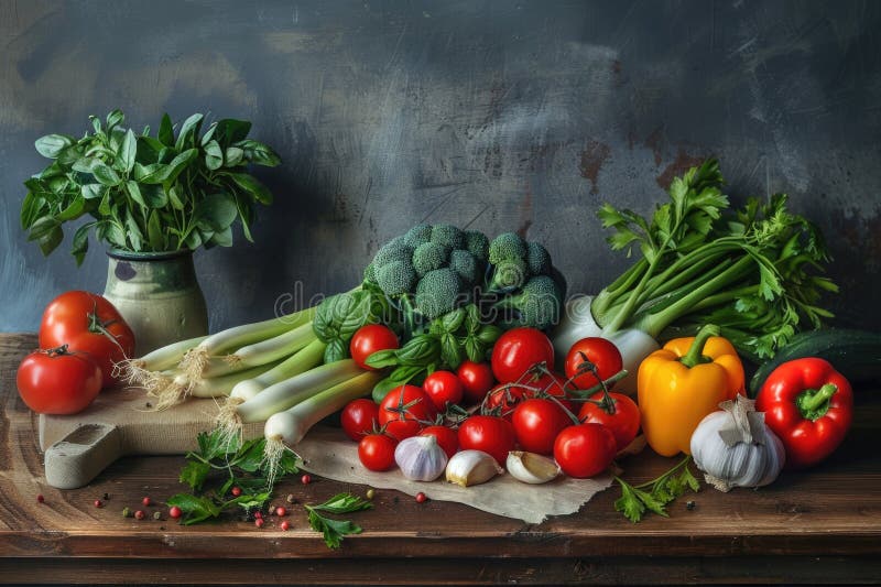 A Table Filled with Various Vegetables Stock Image - Image of cooking ...