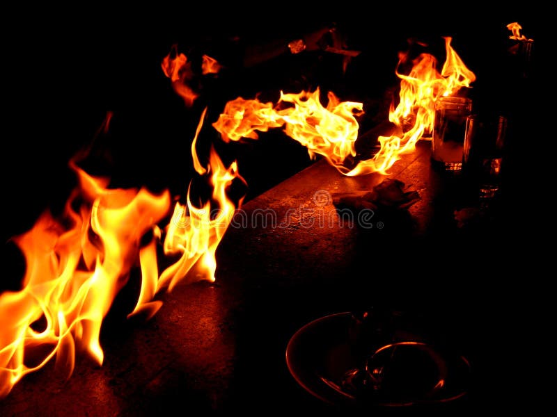 Table on Fire stock photo. Image of bottles, colours, entertain - 1683642