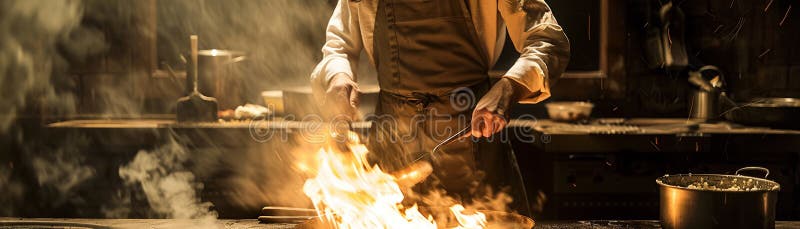 The Table Fire Blazes As a Rat Apron-clad Stock Illustration ...