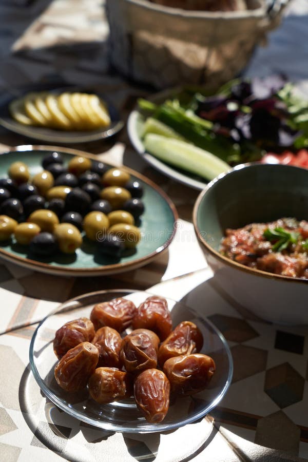 Table with Food and Snacks, Close-up Stock Image - Image of olive ...