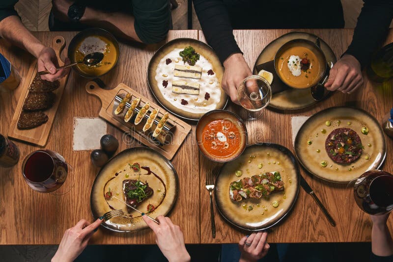 Table with food, top view stock image. Image of bread - 121007809