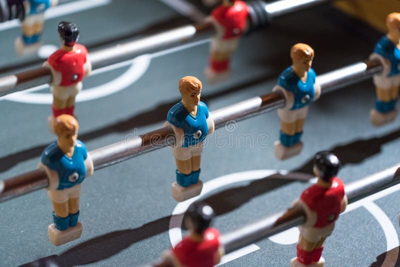 Table Football Kicker with Miniature Players Stock Photo - Image of ...