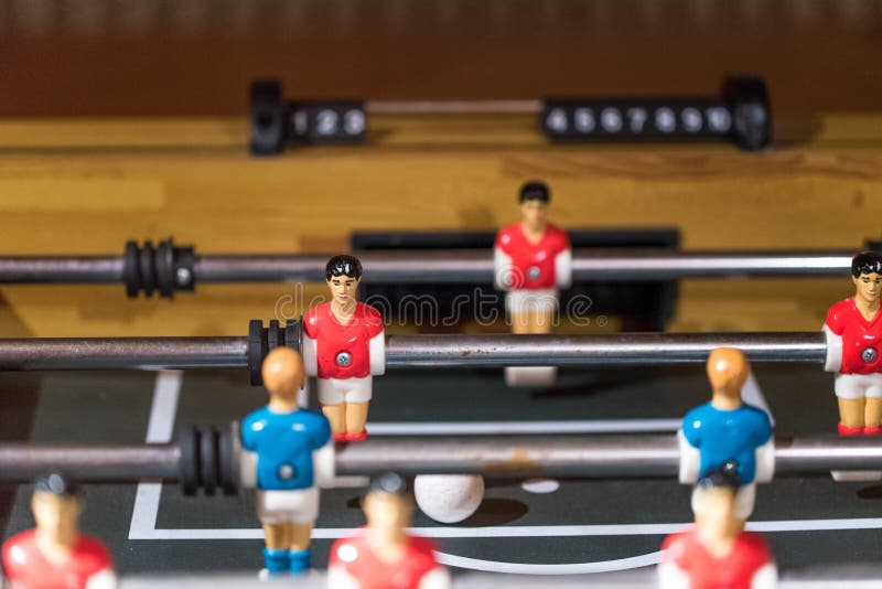 Table Football Kicker with Miniature Players Stock Photo - Image of ...