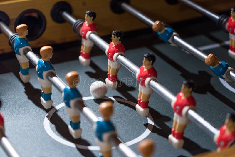 Table Football Kicker with Miniature Players Stock Photo - Image of ...