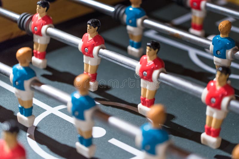 Table Football Kicker with Miniature Players Stock Image - Image of ...