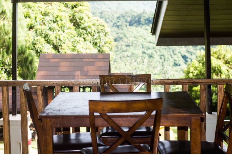 Table with forest view stock photo. Image of spare, view - 152089196