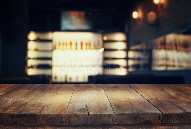 Table in Front of Abstract Blurred Restaurant Lights Stock Photo ...