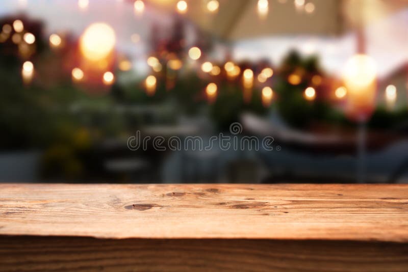 Table in Front of a Night Scene Stock Photo - Image of dark, dusk: 95249150