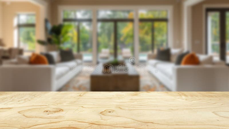 Table in Front of Softly Blurred Living Backdrop. Stock Photo - Image ...