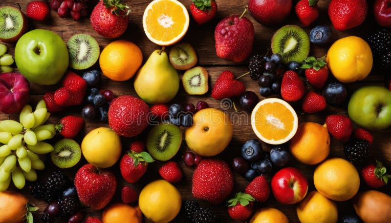 A Table Full of Assorted Fruits Stock Illustration - Illustration of ...