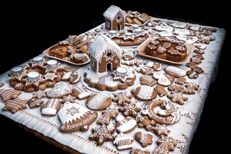 Table Full of Christmas Gingerbread Cookies Stock Image - Image of cake ...