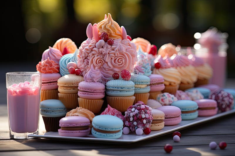 Table Full of Colorful Sweets and Tempting., Generative IA Stock ...