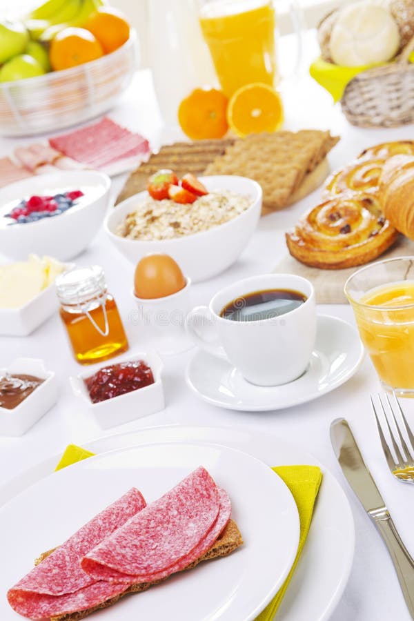 Table Full with Continental Breakfast Items Stock Photo - Image of ...