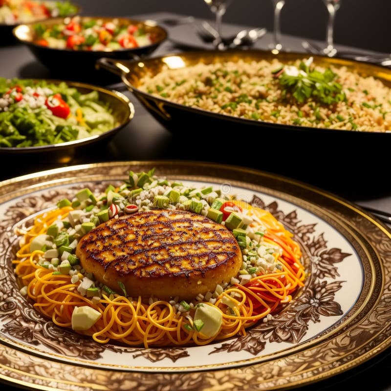 Table Full of Delicious Food. Generative AI Stock Illustration ...