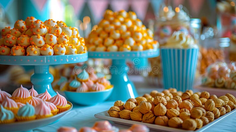 A Table Full of Desserts and Pastries Stock Photo - Image of oranges ...