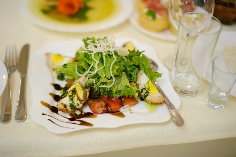 Table Full of Different Food. Restaurant Party Stock Image - Image of ...