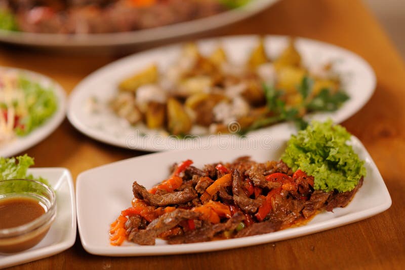 Table Full of Different Food. Restaurant Party Stock Image - Image of ...