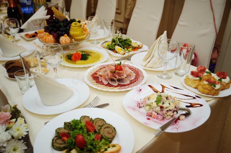 Table Full of Different Food. Restaurant Party Stock Photo - Image of ...