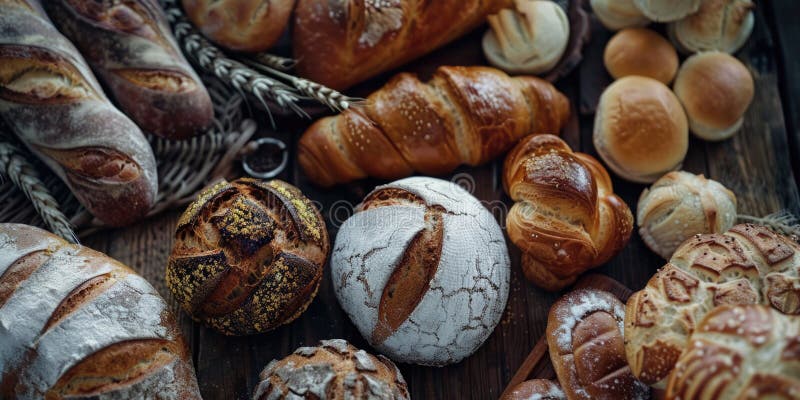 A Table Full of Different Types of Bread and Pastries. the Breads are ...