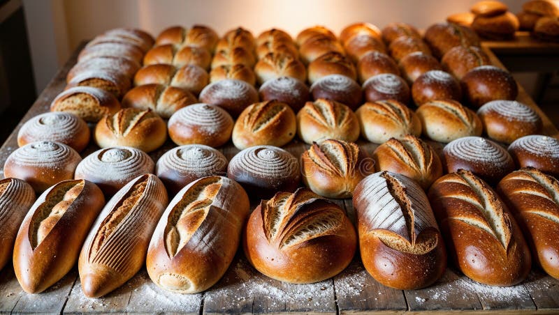 Table Full of Different Types of Bread Stock Illustration ...
