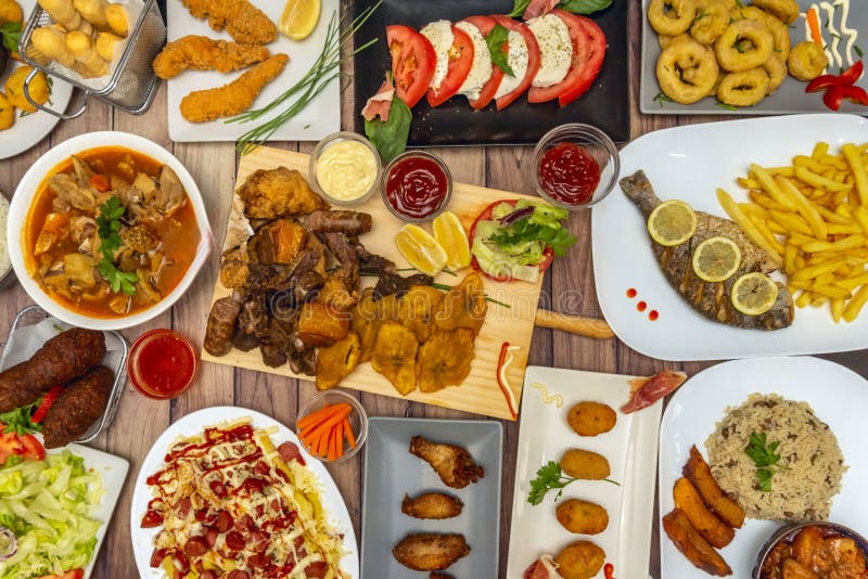 A Table Full of Dishes from Various Latin American Cultures Stock Photo ...