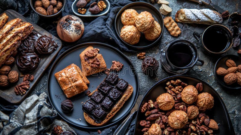 A Table Full of Food and Drinks, Including a Plate of Chocolate Covered ...