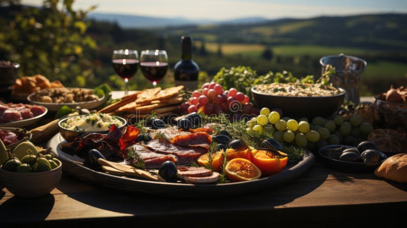 A Table Full of Food. Generative AI. Stock Illustration - Illustration ...