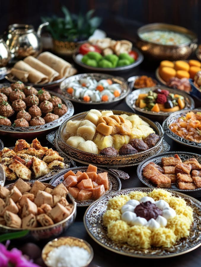Table Full of Food with Many Different Types of Food on it Stock Image ...
