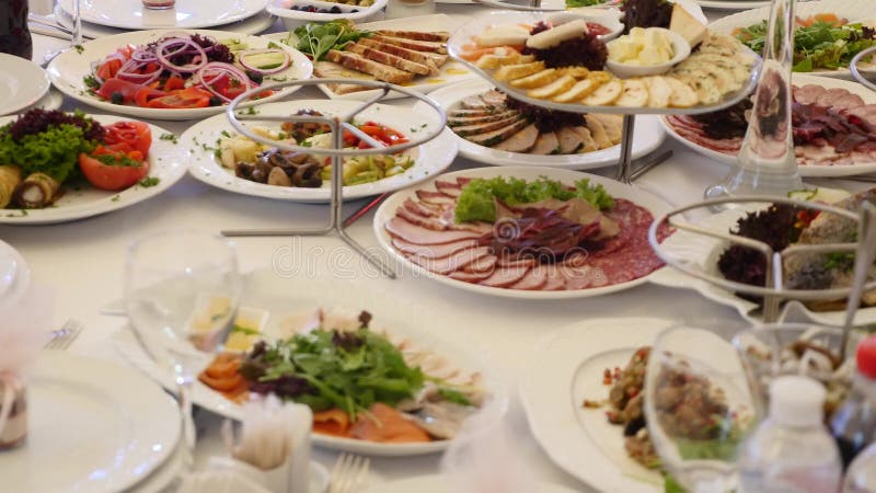 Table Full of Food. Served Tables in Restaurant Stock Photo - Image of ...