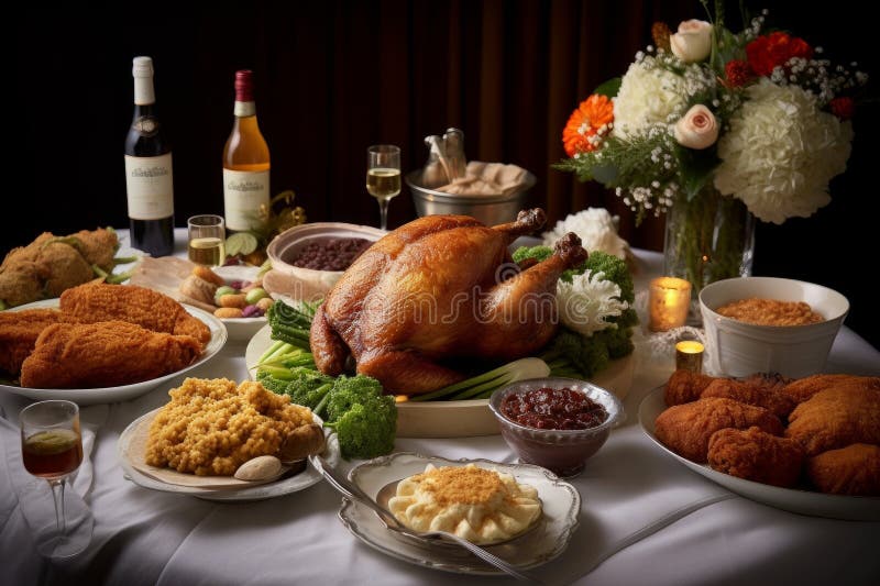 A Table Full of Food and Wine on it Stock Illustration - Illustration ...