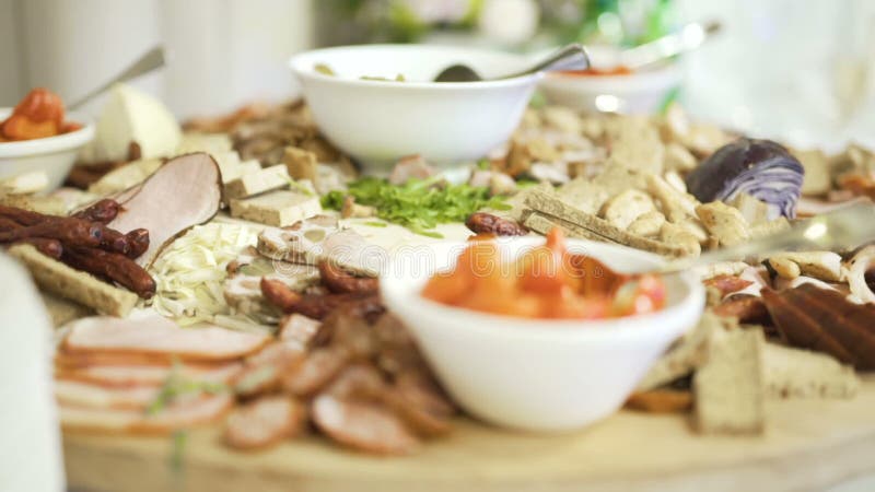 Table Full of Meat at Business Event. Stock Video - Video of stanowi ...