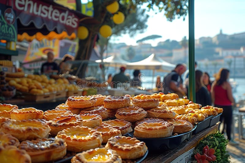 A Table Full of Pastries and Cakes with a Crowd of People Around it ...