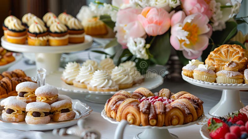 A Table Full of Pastries and Desserts Stock Image - Image of sale ...