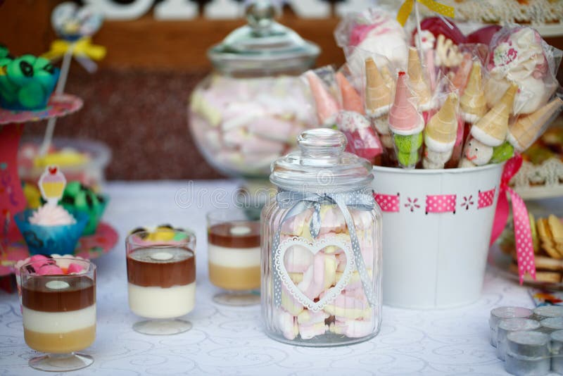 Table full with sweets stock image. Image of birthday - 88992125