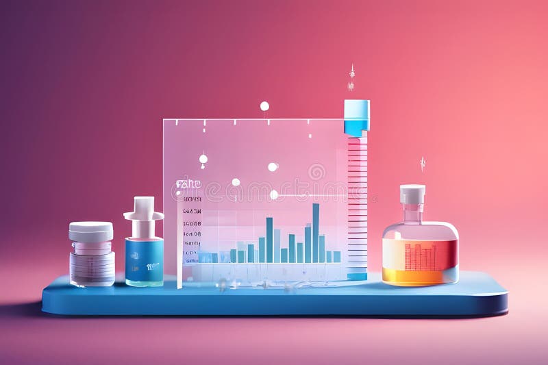 AI Generated-a Table with a Glass Beaker, a Bottle, and a Computer ...