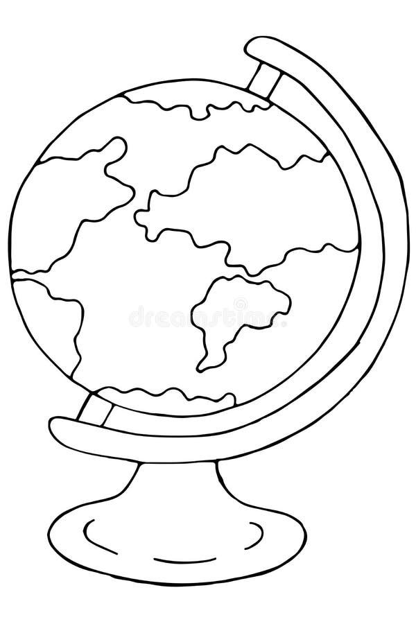Table Globe for Geography Lessons, Vector Illustration in Doodle Style ...