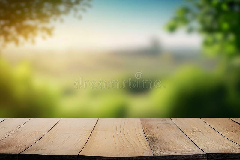 Table and Grass Background Table and Grass Empty Wooden Table Stock ...