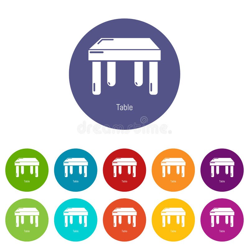 Table Icons Set Vector Color Stock Vector - Illustration of curved ...