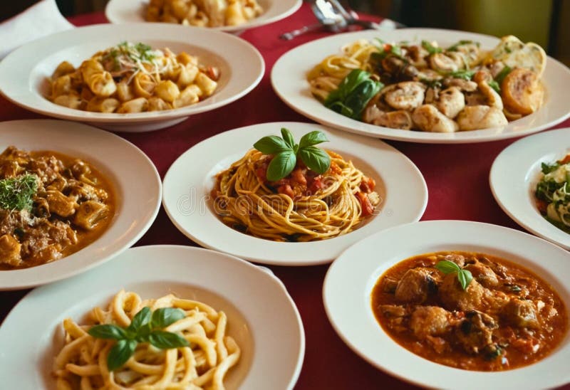 Table of Italian Food Dishes Stock Image - Image of salad, mushrooms ...