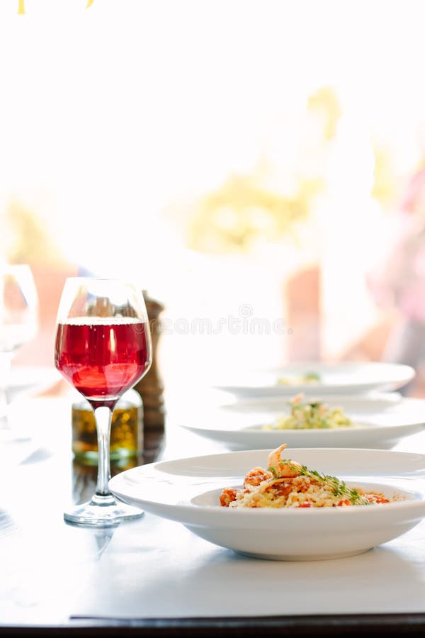 Table in a Italian Restaurant Served with Italian Pasta. Stock Photo ...