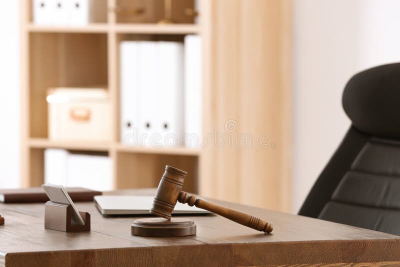 On the Table the Judge`s Hammer and the House Stock Photo - Image of ...